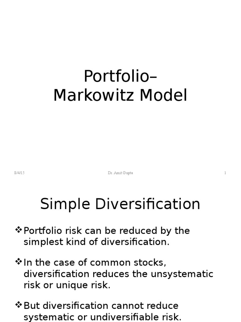 Markowitz Model | PDF | Diversification (Finance) | Applied Mathematics