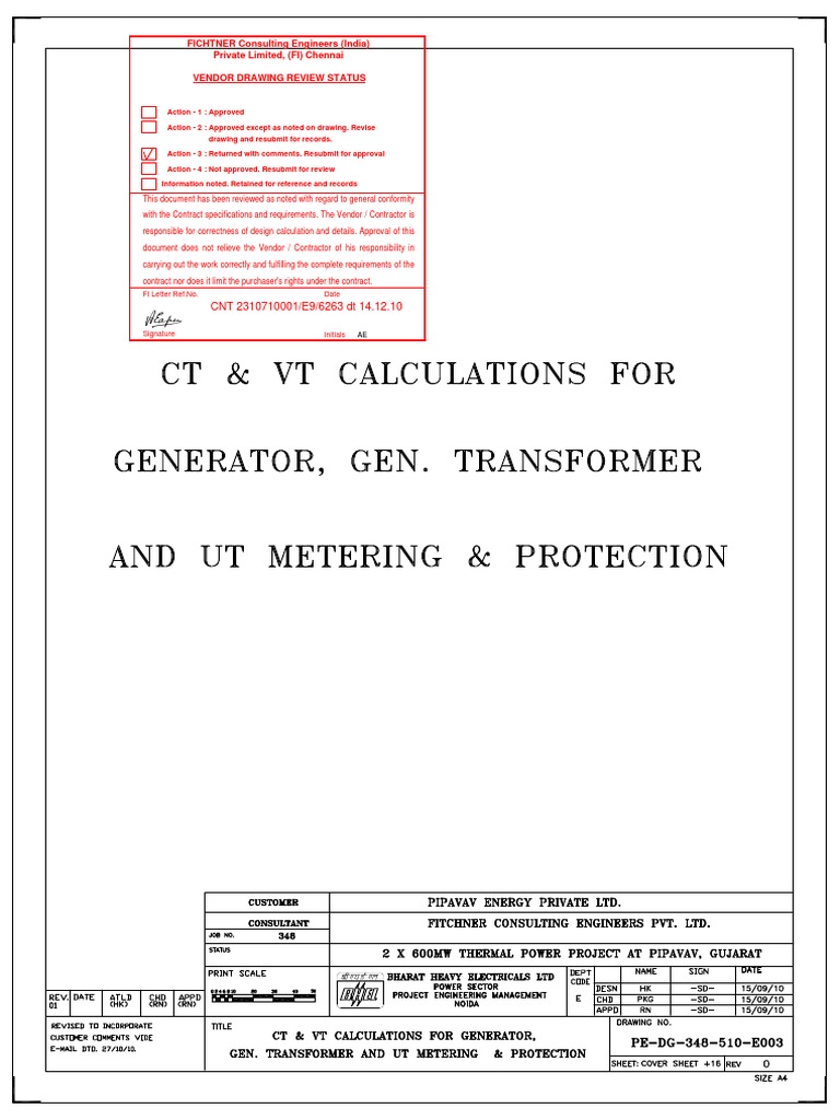Ct Vt Calculations r1 | Transformer | Electrical Components