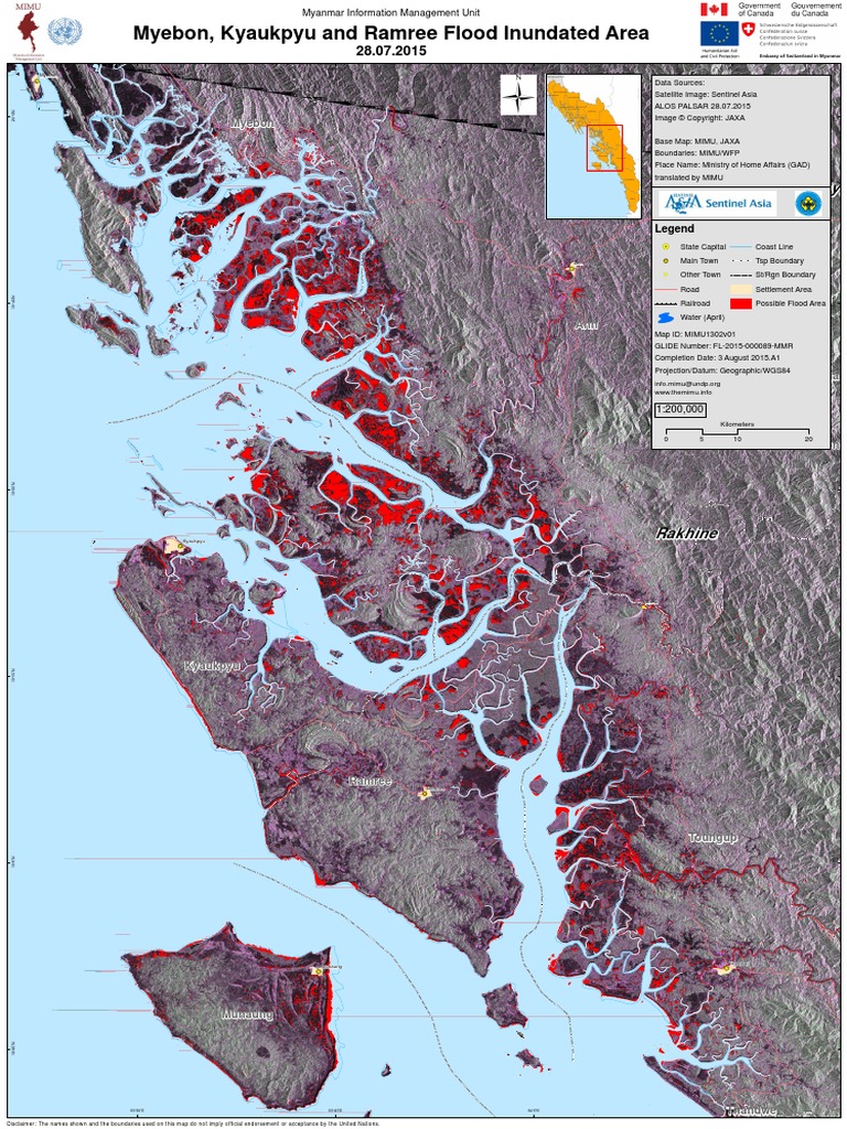 Hazard Map Myebon Kyaukphyu Ramrees Flood Area 03 Aug 2015 JPJX | PDF