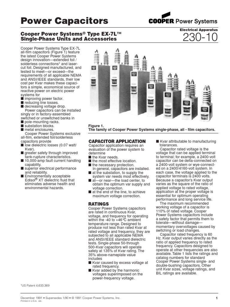 Capacitors - Cooper | PDF | Electric Power System | Capacitor