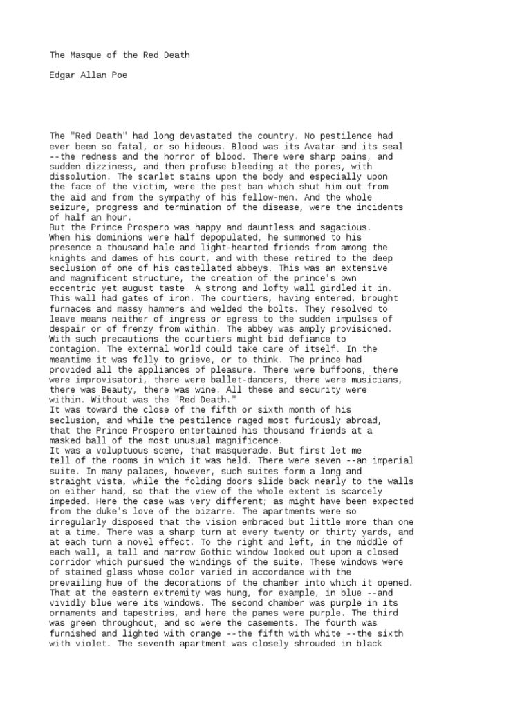 Edgar Allan Poe - Masque of The Red Death, The | PDF | Project ...