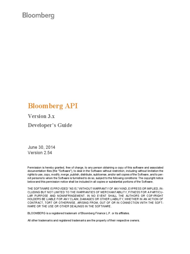 Blpapi Developers Guide 2.54 | PDF | Application Programming Interface ...
