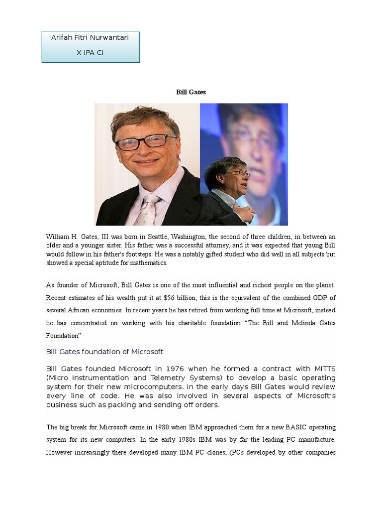 Bill Gates Biography | PDF | Microsoft | Microsoft Windows