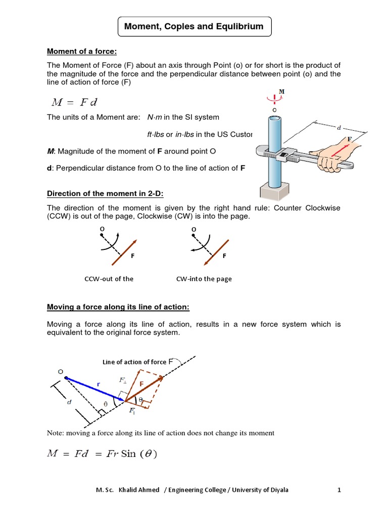 Moments and Equilibrium in Statics | PDF | Lever | Force