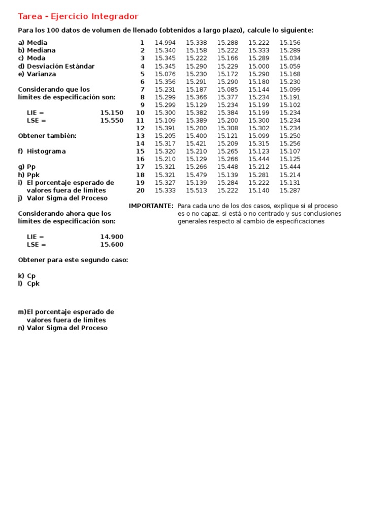 4.6 Tarea CP y CPK | PDF