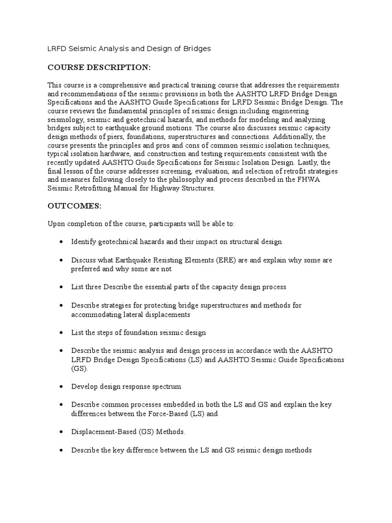 LRFD Seismic Analysis and Design of Bridges | PDF | Seismology | Design