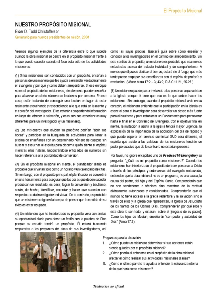 Propósito Misional | Misionero | Alma