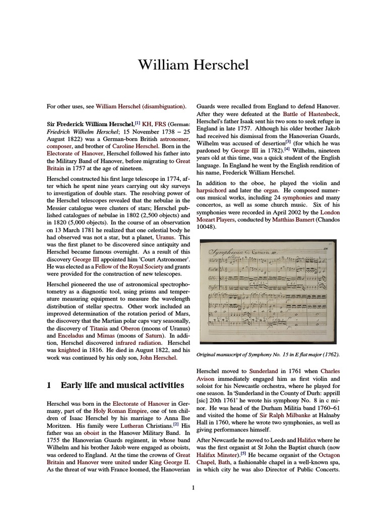 Sir William Herschel's discovery of Uranus | PDF | Astronomy ...