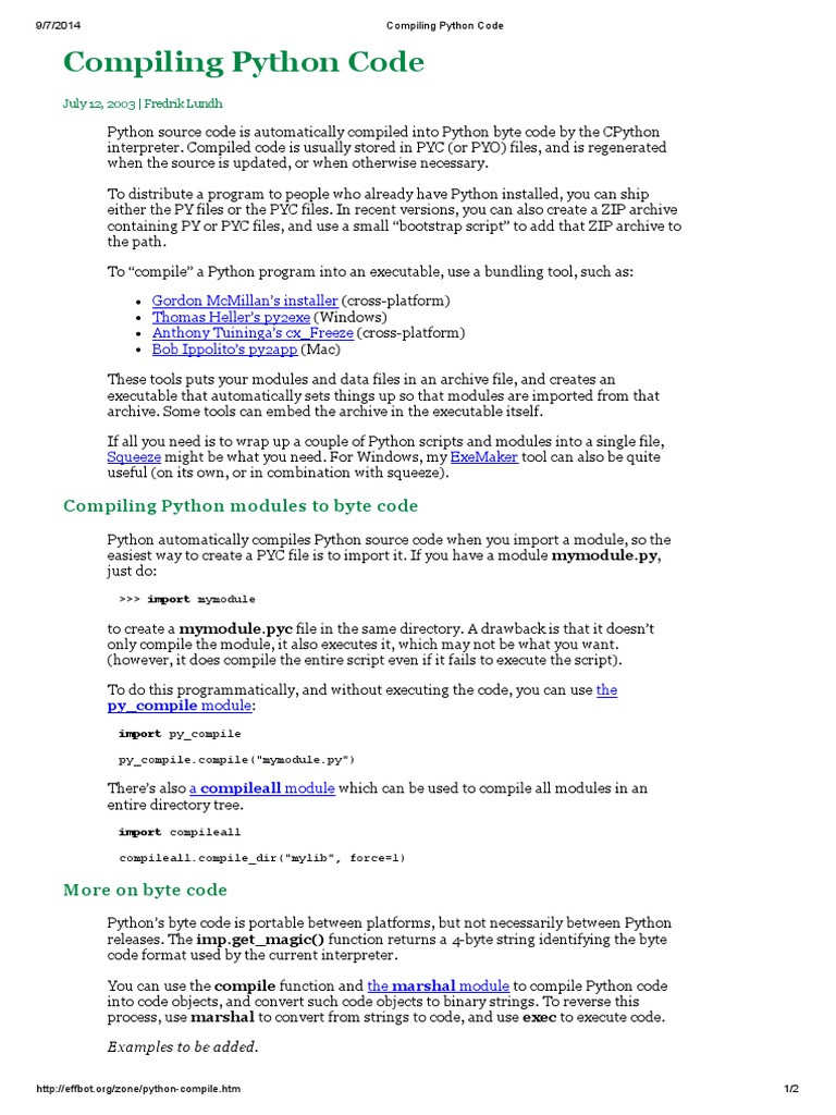 Compiling Python Code | PDF | Python (Programming Language) | Scripting Language