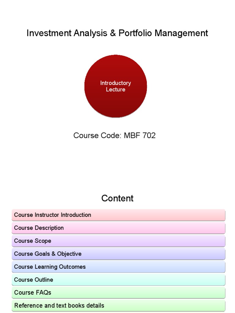 Investment Analysis & Portfolio Management Course | PDF | Valuation ...