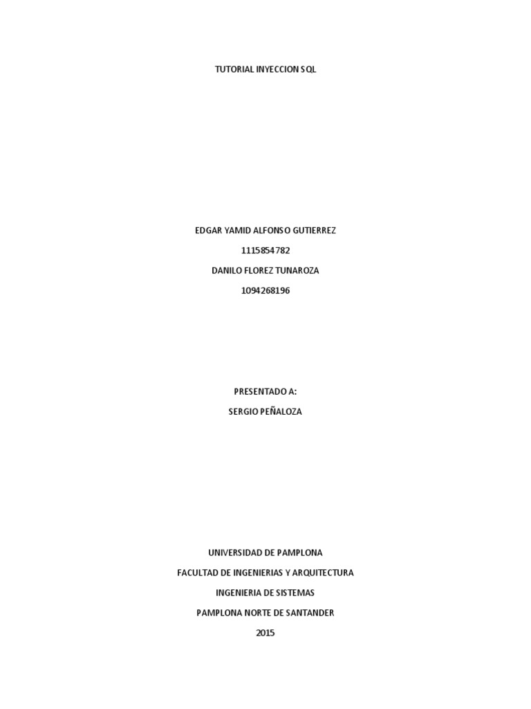 Tutorial Inyeccion SQL | PDF | SQL | Bases de datos