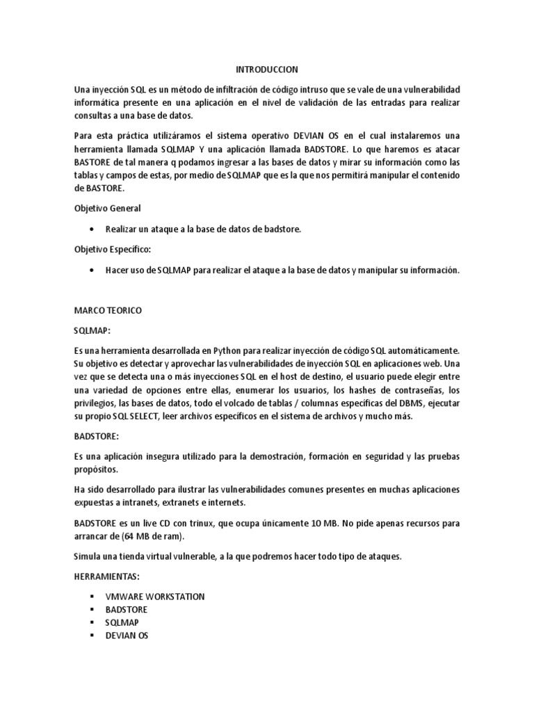 Inyeccion SQL | PDF | SQL | Bases de datos