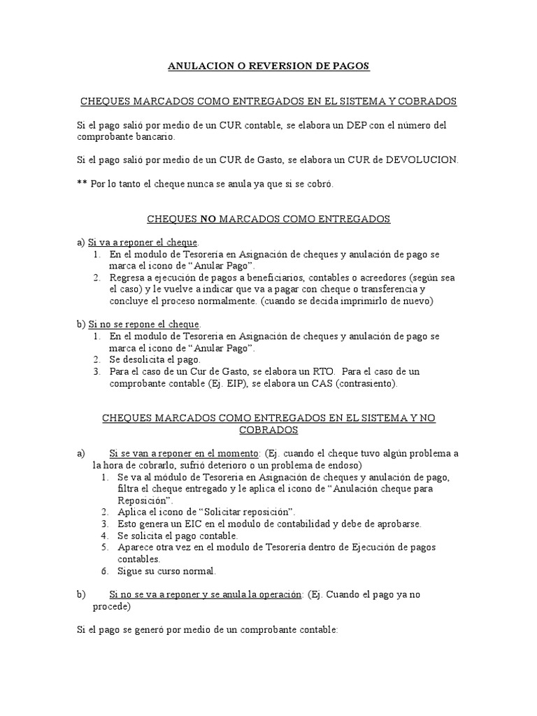 Informacion Anulacion de Cheques | PDF | Cheque | Pagos