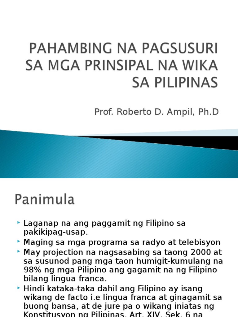 Pahambing Na Pagsusuri Sa Mga Prinsipal Na Wika | PDF