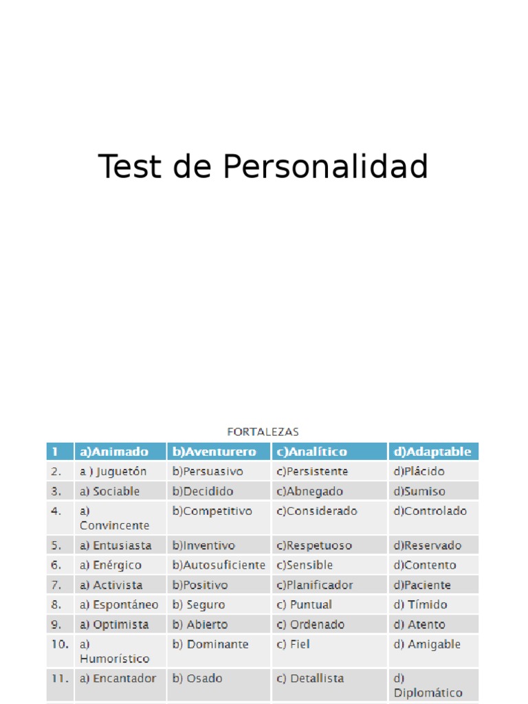 Test de Personalidad | PDF