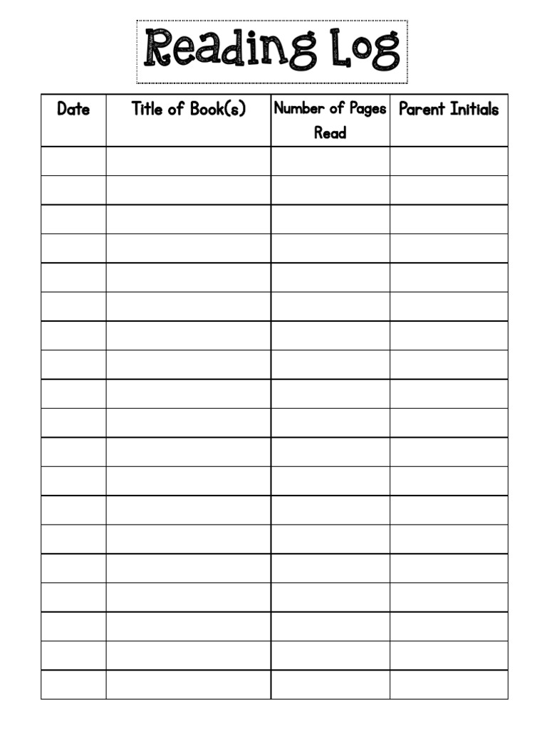Book Reading Log Template | PDF
