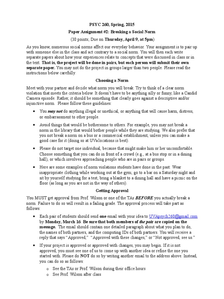 Psychology Breaking Social Norms | PDF | Norm (Social) | Psychology