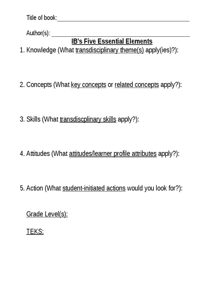 IB Essential Elements Overview | PDF | Change | Neuropsychology