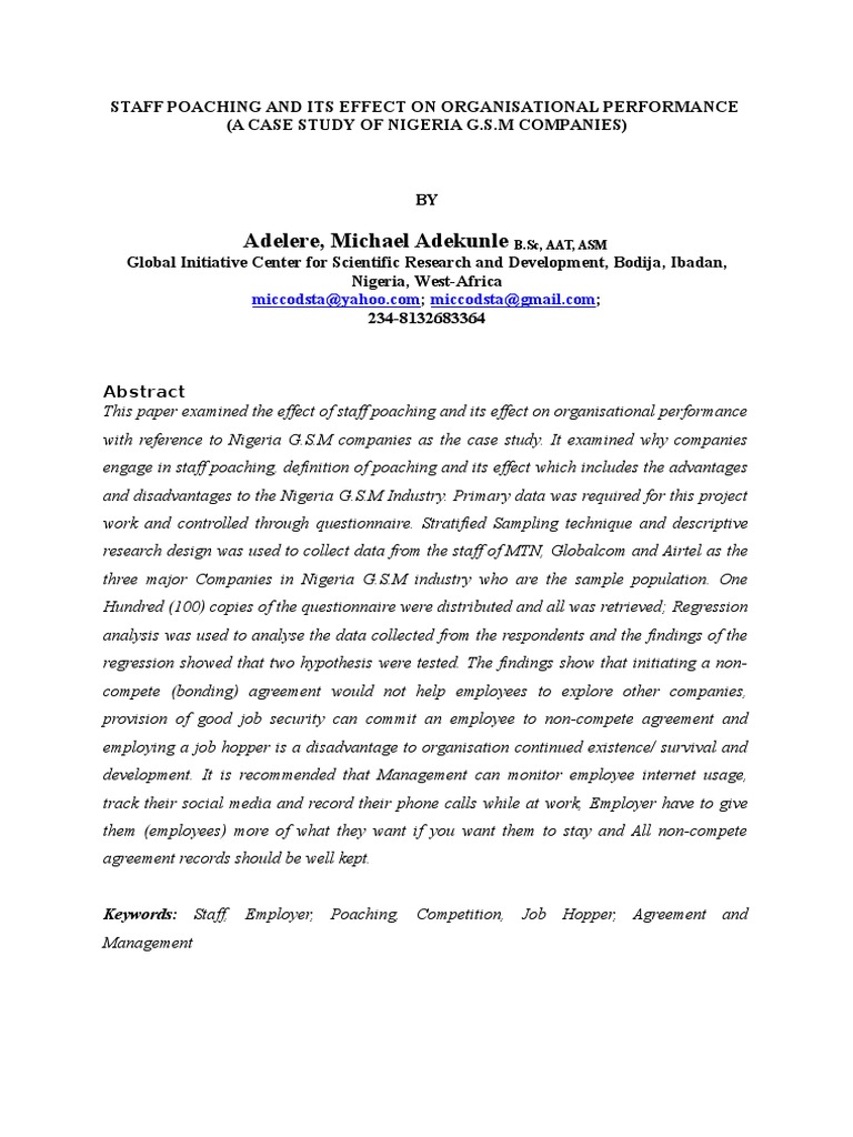 Article On Staff Poaching | PDF | Employment | Incentive