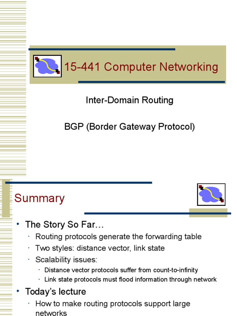 15-441 Computer Networking: Inter-Domain Routing BGP (Border Gateway Protocol) | PDF | Routing ...
