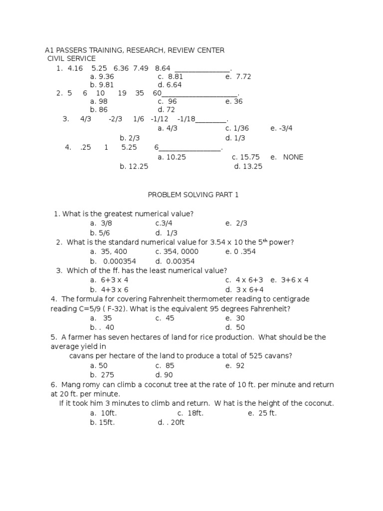 Civil Service Math 3 | PDF
