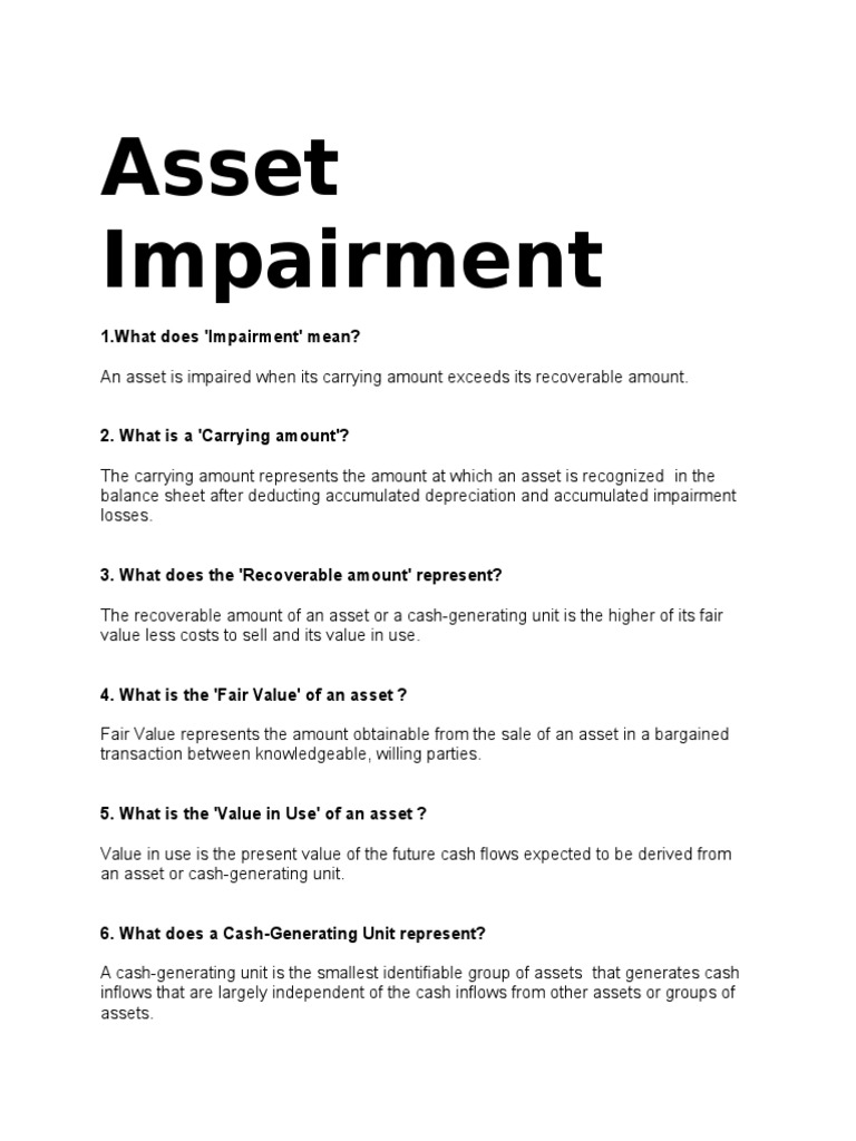 Asset Impairment | Depreciation | Balance Sheet