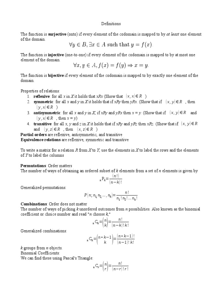 Discrete Mathematics Cheat Sheet | PDF | Vertex (Graph Theory) | Discrete Mathematics
