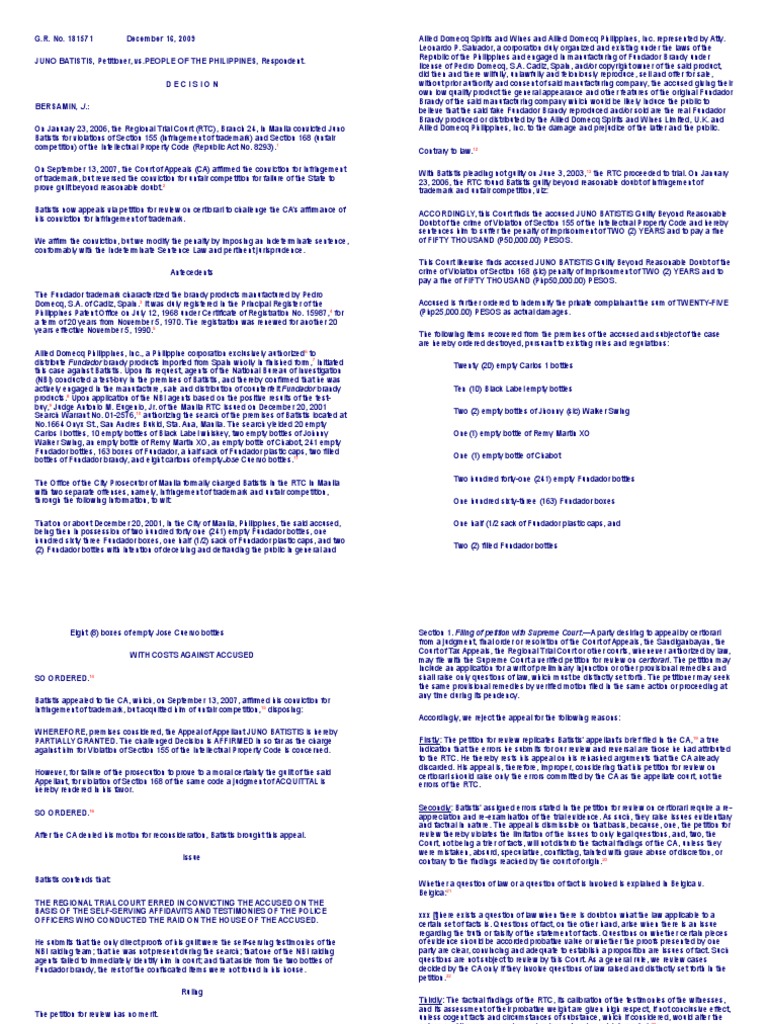 Juno Batistis Vs - People of The Philippines | PDF | Sentence (Law) | Appeal