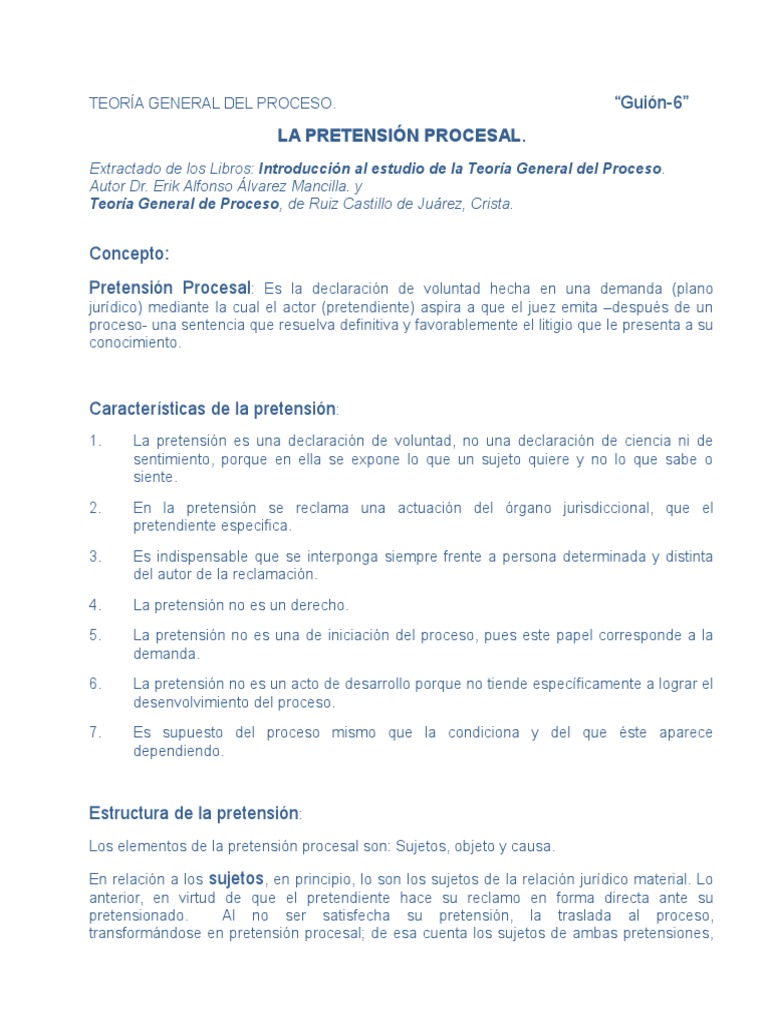La Pretensión Procesal G-6 La Pretensión Procesal G-6