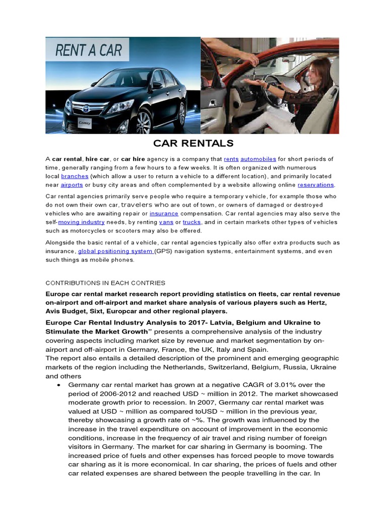 Car Rentals | PDF | Car Rental | Transport
