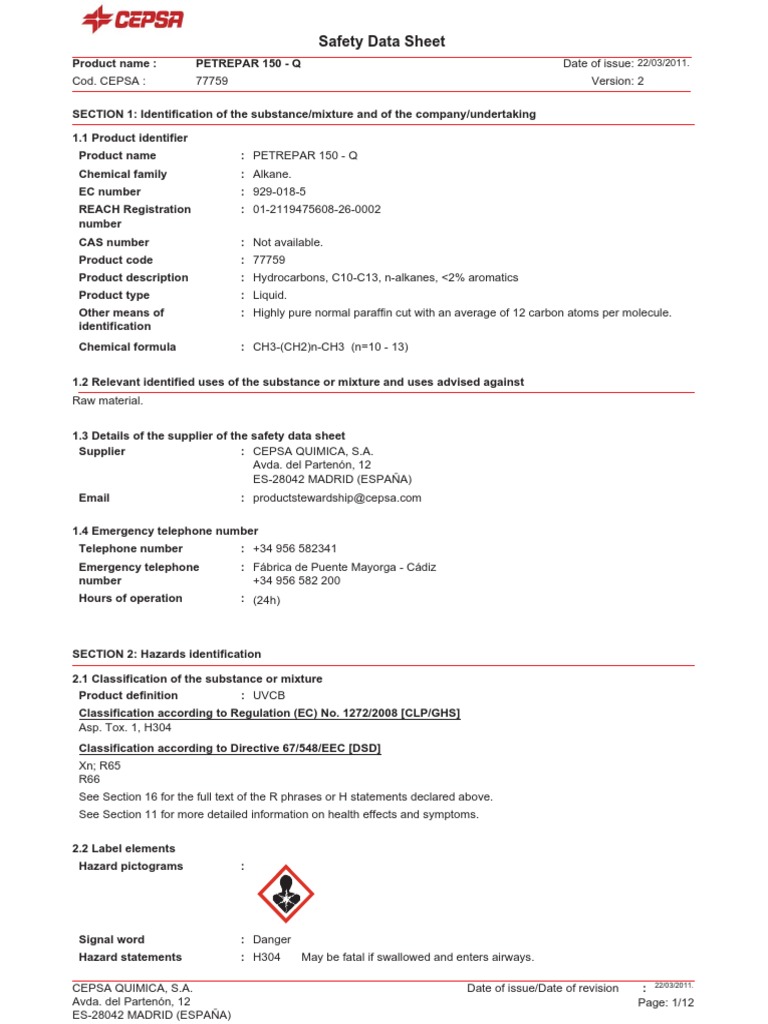 Msds 03-03-007 P 150-q A | PDF | Toxicity | Firefighter