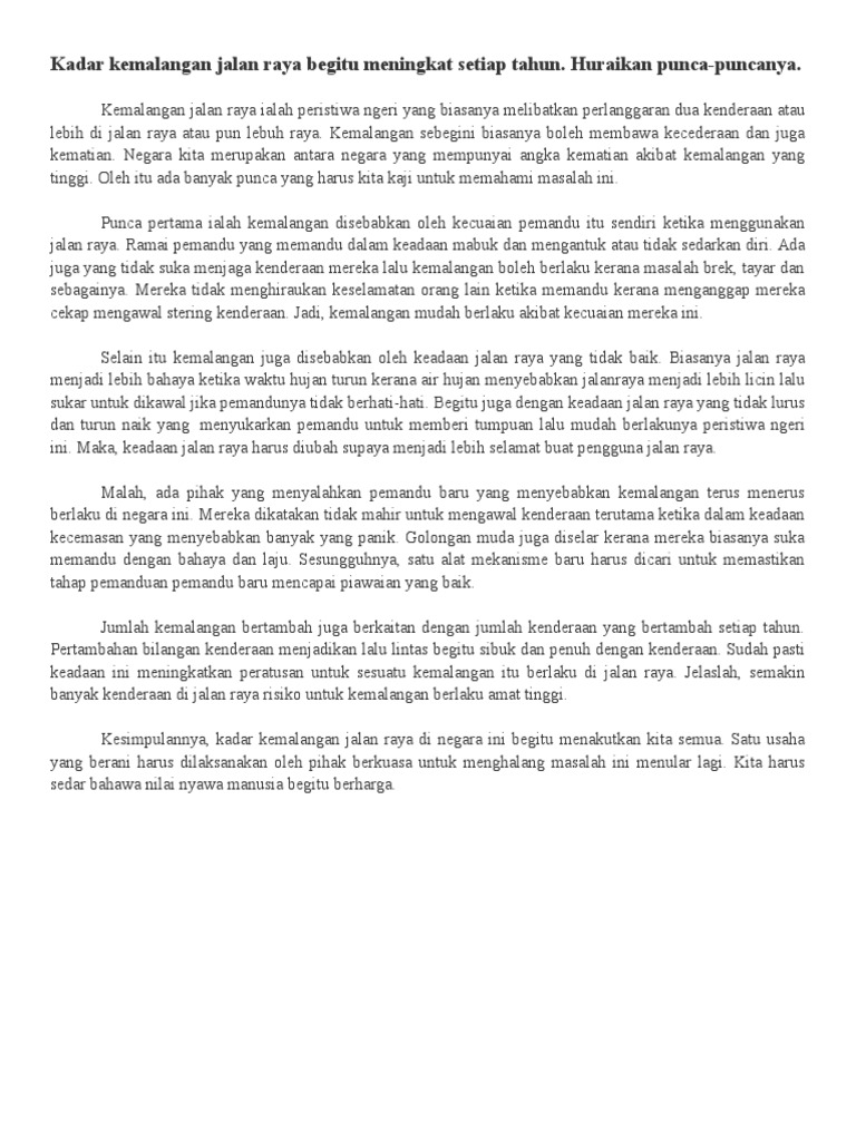 Punca-Punca Kemalangan Jalan Raya | PDF