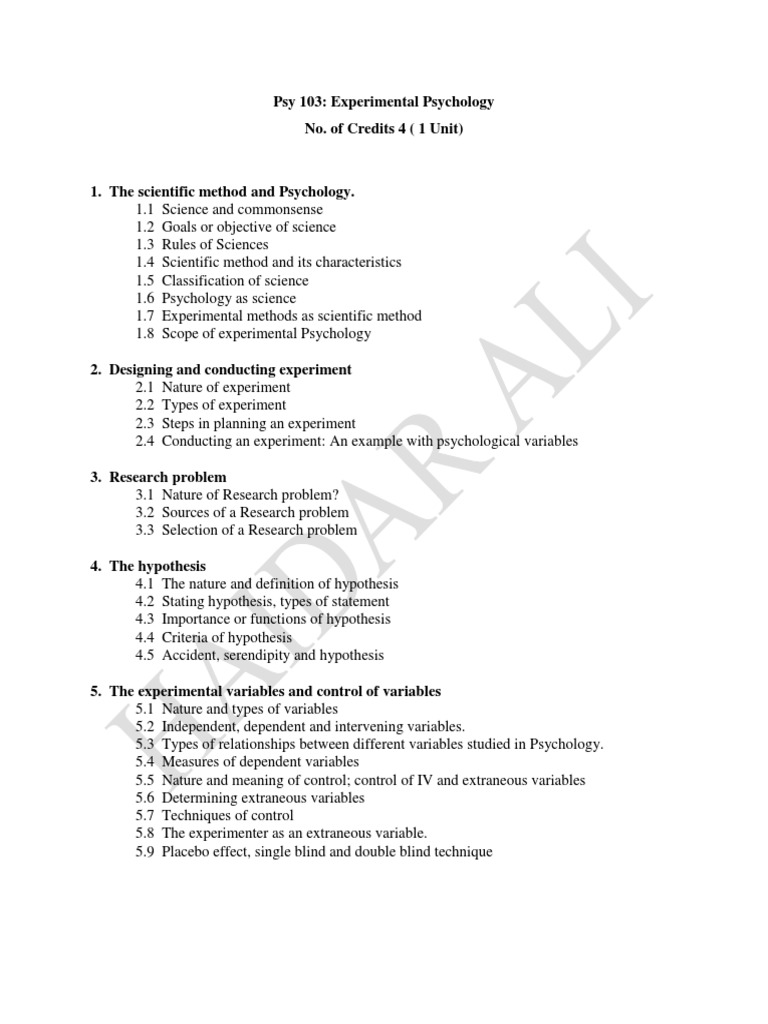 Psy 103 | PDF | Experiment | Hypothesis