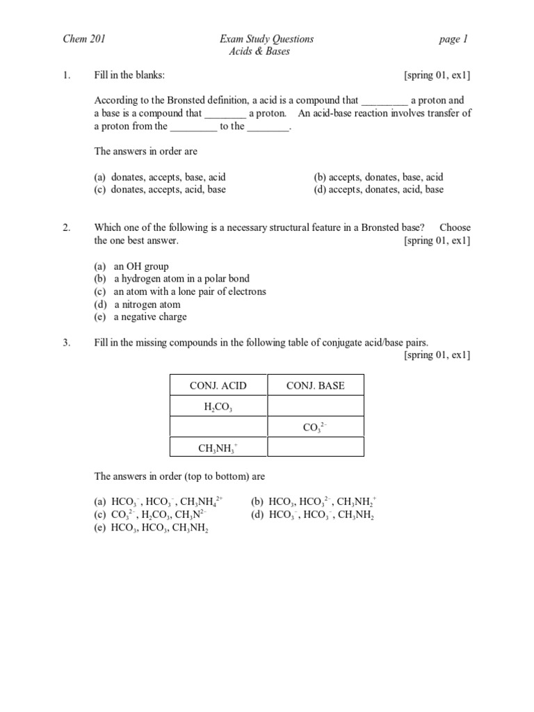 Acid Base Practice Sheet | PDF | Acid | Chemical Reactions