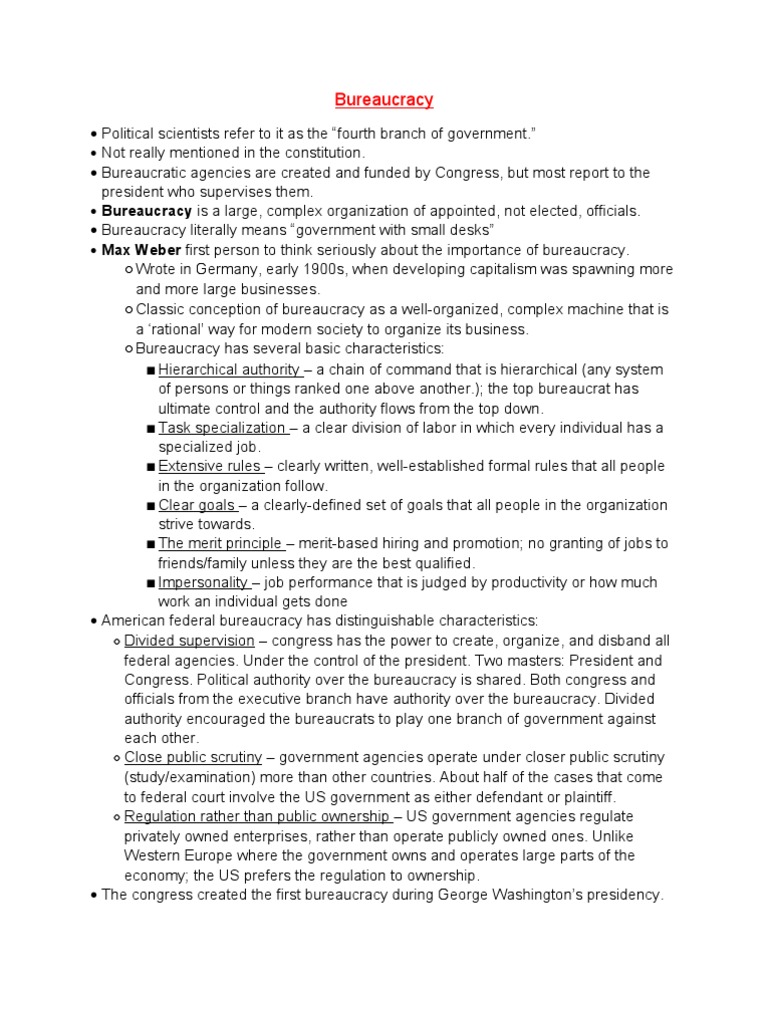 Bureaucracy Ch.13 | PDF | Bureaucracy | Federal Government Of The ...