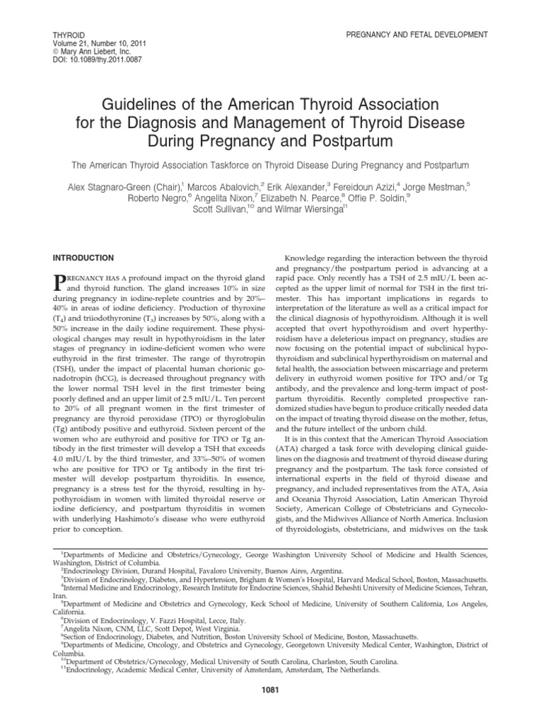 Diagnosis and Management of Thyroid Disease During Pregnancy and ...