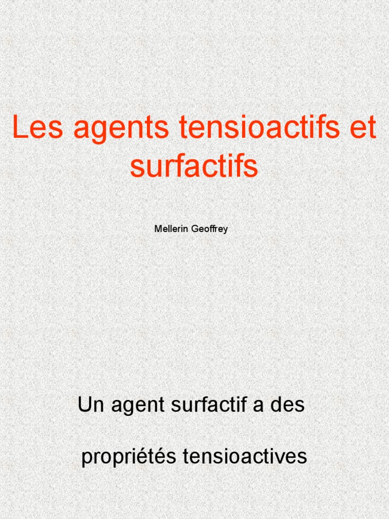 Propriétés et classifications des tensioactifs | PDF | Tensioactif ...
