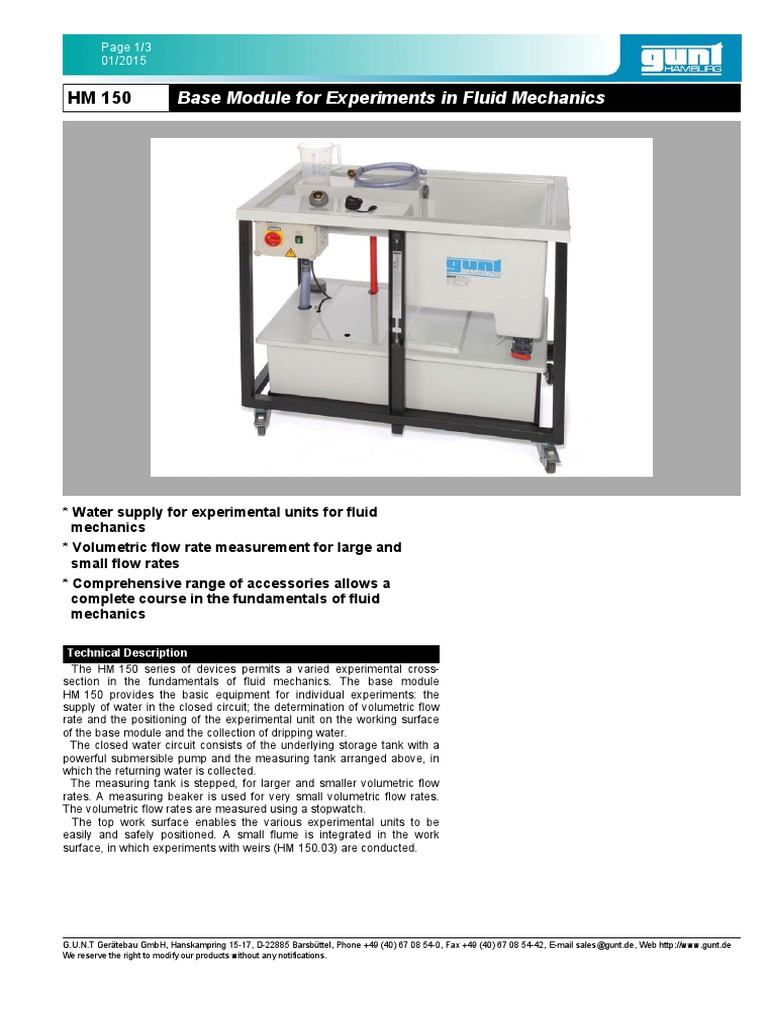 Base Module For Experiments in Fluid Mechanics | PDF | Fluid Dynamics ...
