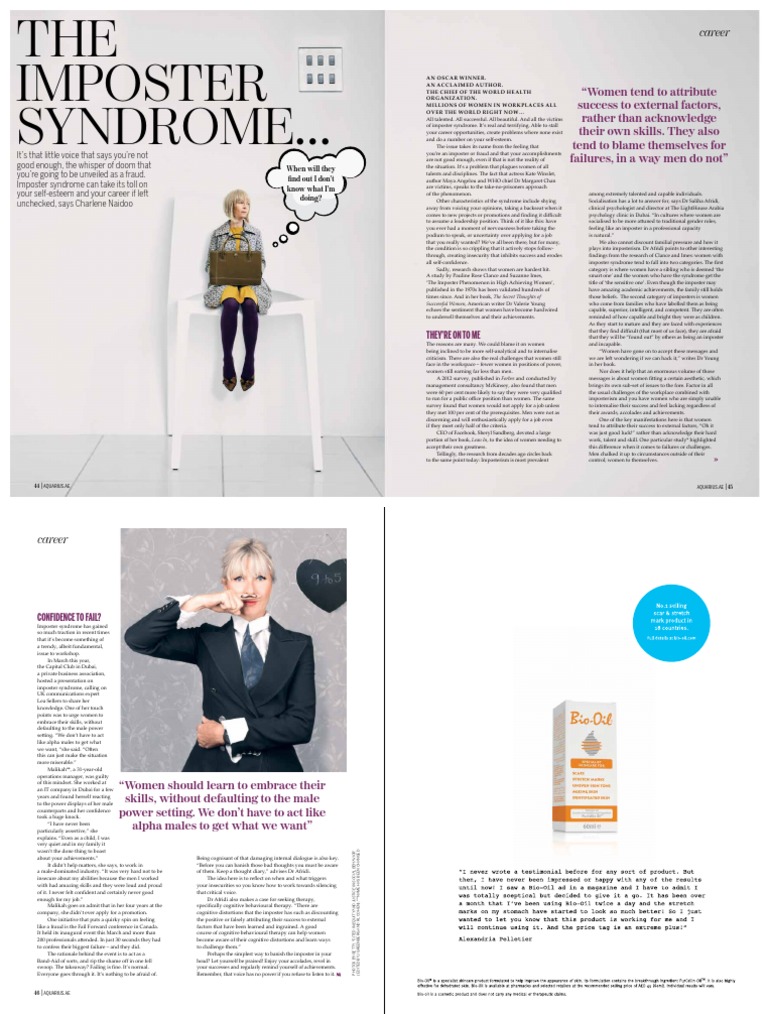 Imposter Syndrome PDF | PDF | Self Esteem | Action (Philosophy)