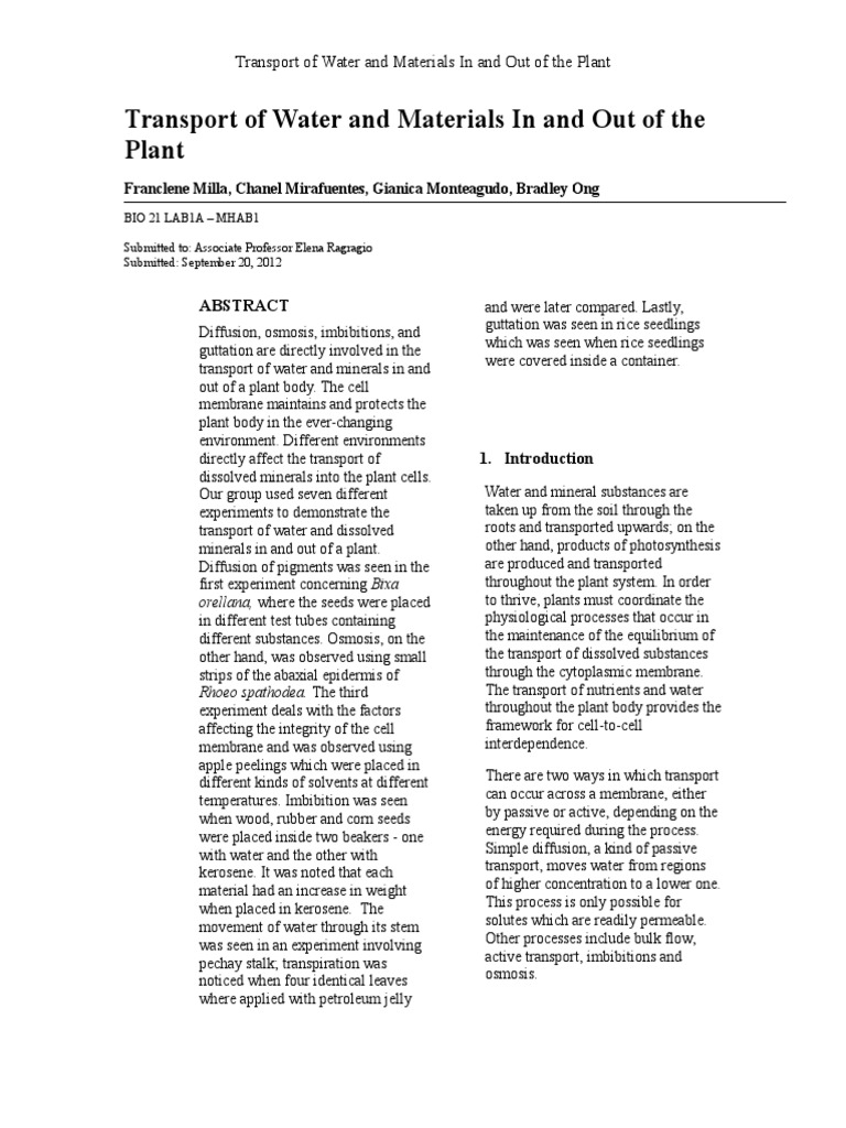GRP 3 Lab 11 | PDF | Osmosis | Cell Membrane