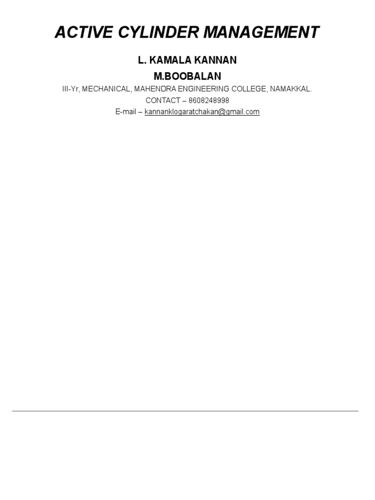 Active Cylinder Management in Engines | PDF