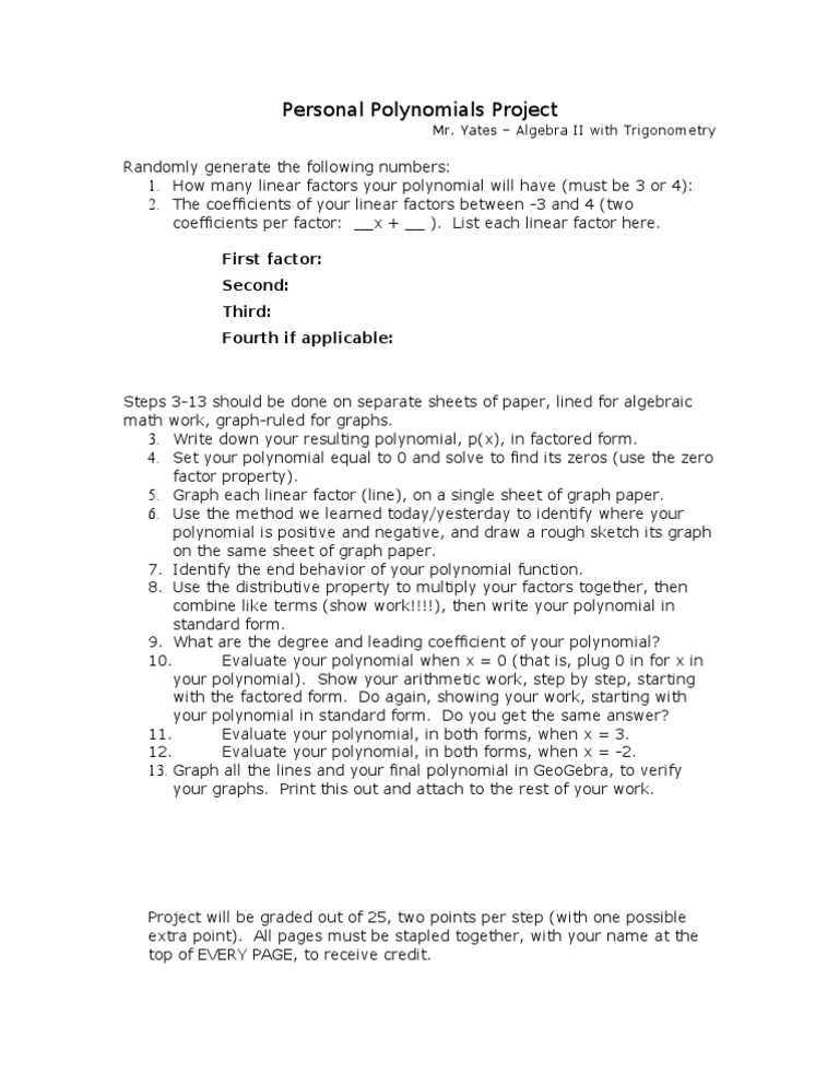 A2T-Personal Polynomials Project | PDF