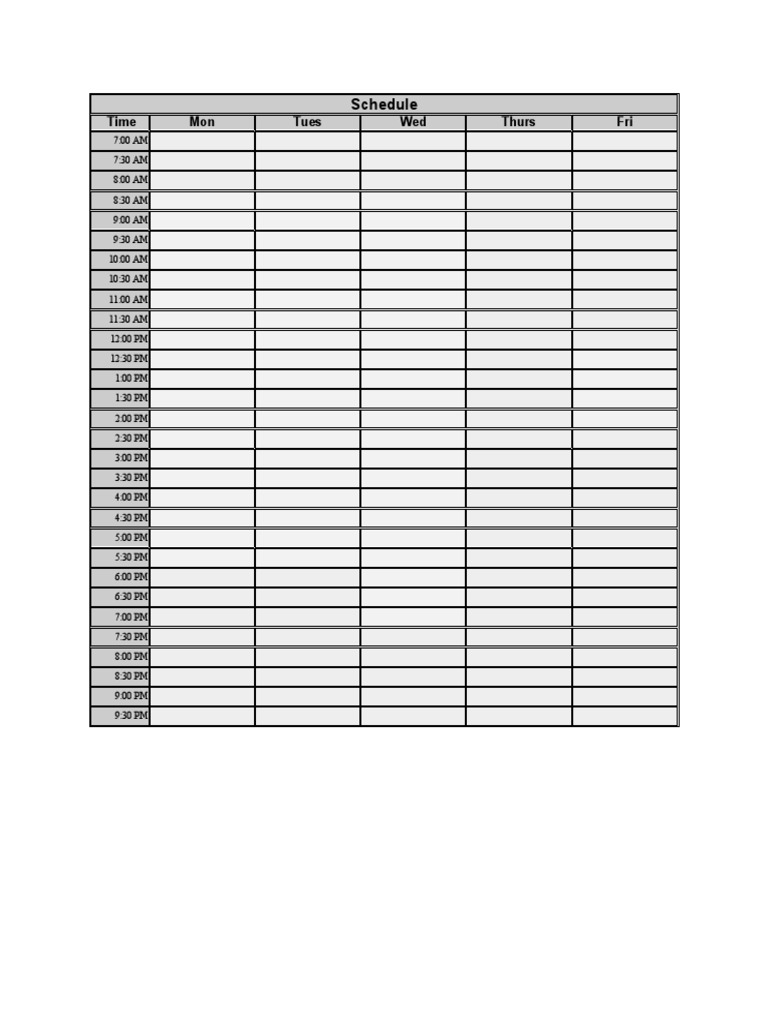 Schedule - Blank | PDF