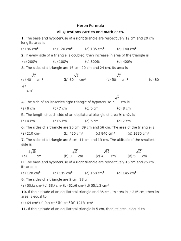Heron Formula | PDF | Triangle | Area