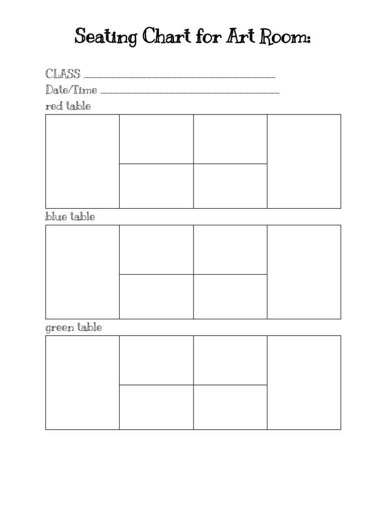 Art Room Seating Chart Template | PDF | Teaching Methods & Materials