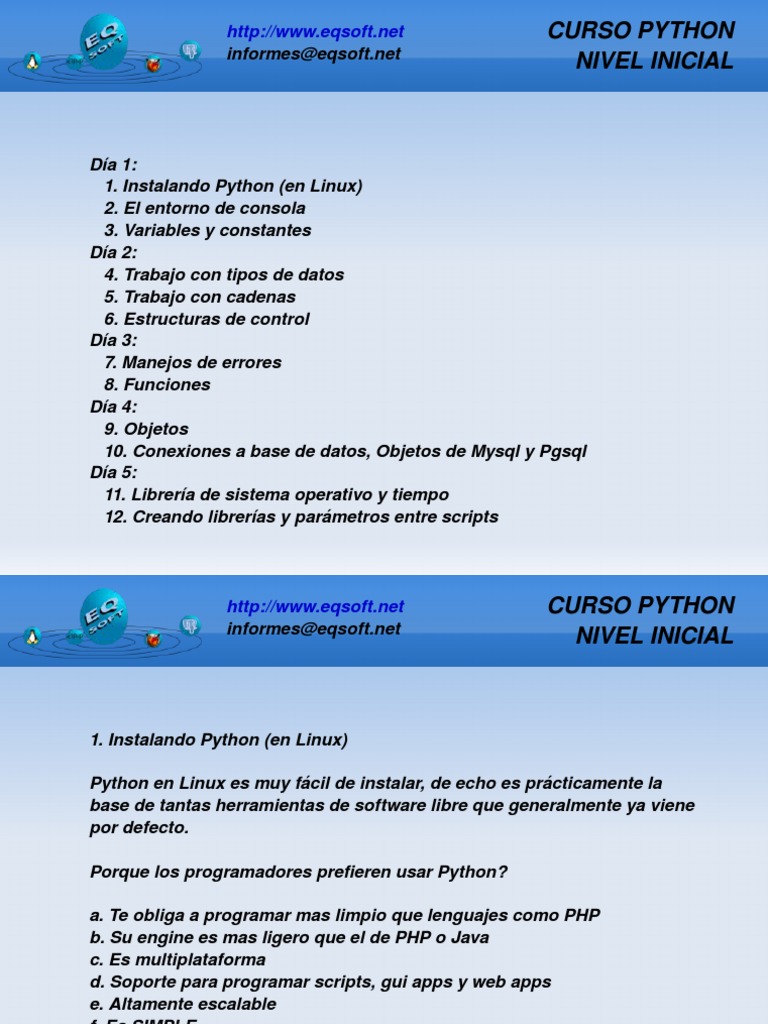 Curso Python | PDF | Lenguaje de programación | Python (lenguaje de ...