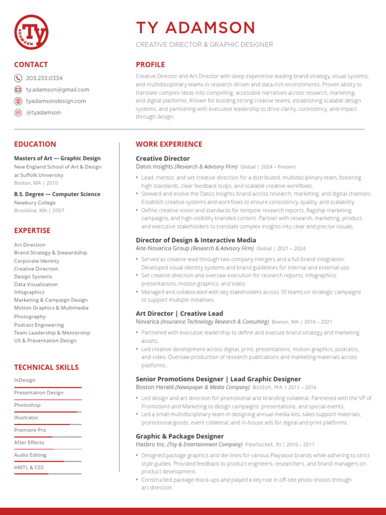Tyrell Adamson: Experience Education | PDF | Graphic Design | Writing