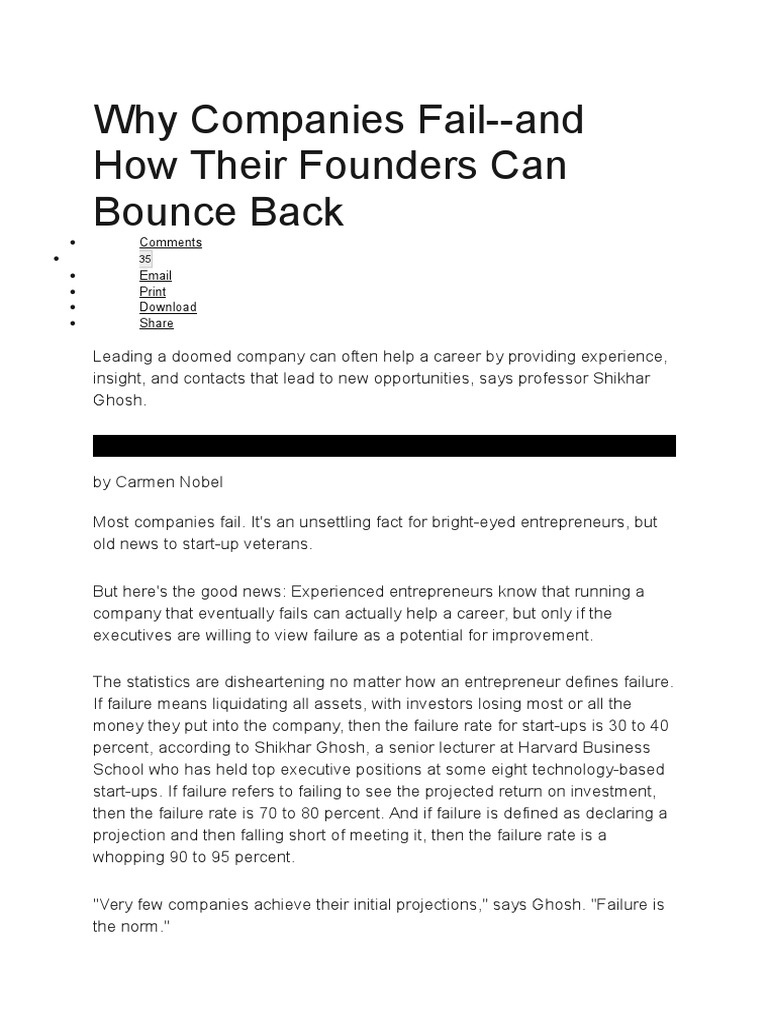 Why Companies Fail | PDF | Venture Capital | Corporate Finance