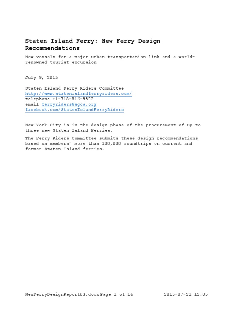 New Ferry Design Report. | PDF | Ferry | Stairs