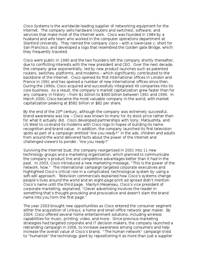 Cisco Case Study | PDF | Cisco Systems | Advertising